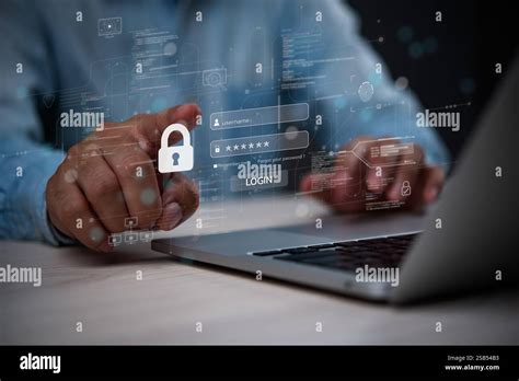 Man Typing And Entering Social Media Username And Password Online