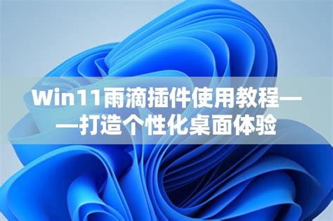 Win11雨滴插件使用教程——打造个性化桌面体验 4425教程网