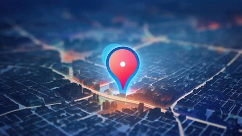 A Glowing Geolocation Marker On A Map Of A Nighttime City Premium Ai Generated Image