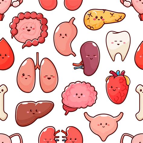 Cartoon Body Organ Characters Seamless Pattern 25432234 Vector Art At Vecteezy