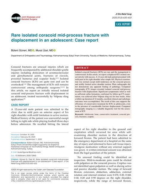 Pdf Rare Isolated Coracoid Mid Process Fracture With Displacement In