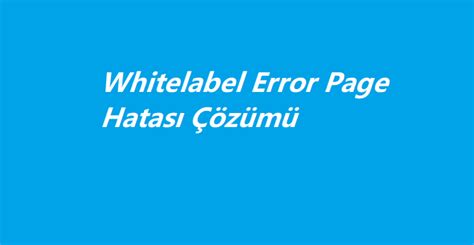 Whitelabel Error Page Hatası Destek360 Teknoloji Oyun Android Steam