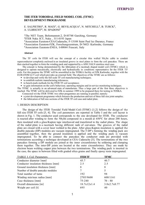 pdf the iter toroidal field model coil tfmc development programme