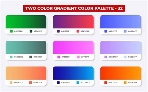 Gradient Color Palette With Color Codes In Rgb Or Hex Catalog Trendy