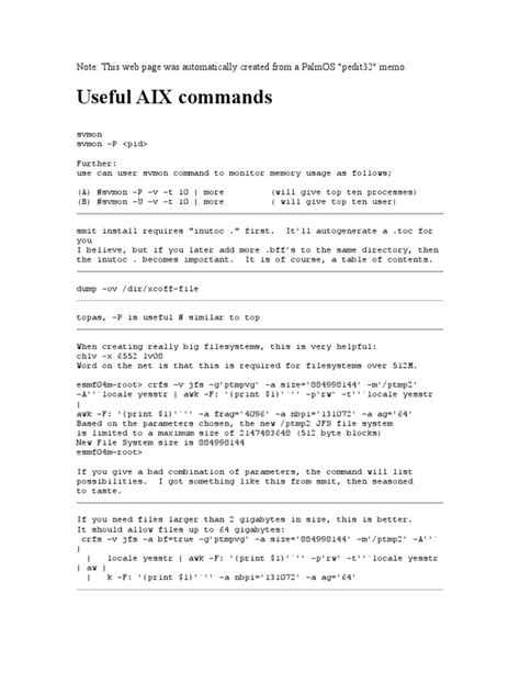 Aix Userful Command Pdf Computer Data Digital Technology