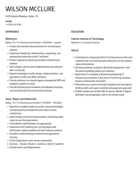 It Infrastructure Architect Resume Samples Velvet Jobs