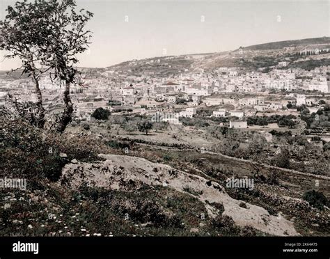 C1890s Holy Land Israel Palestine Photochrome Town Of Nazareth Stock