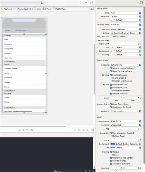 swift tableview utilities xcode проблема с отображением свойств