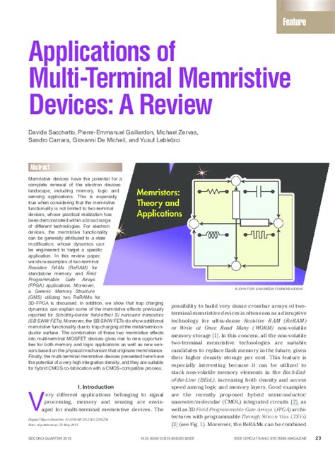 Pdf Applications Of Multi Terminal Memristive Devices A Review