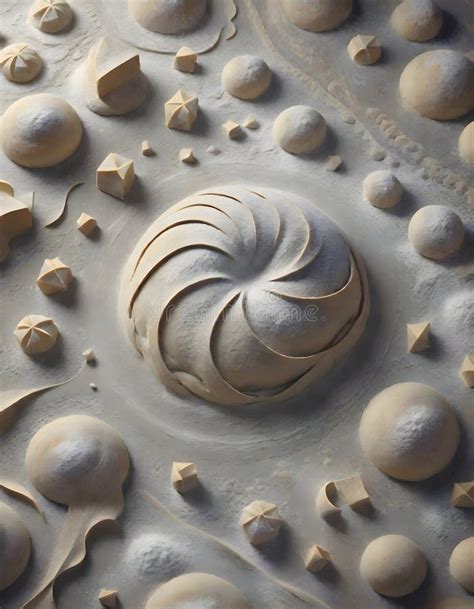 Artistic Collection Of Variously Shaped And Sized Objects Resembling Dough Generative Ai Stock