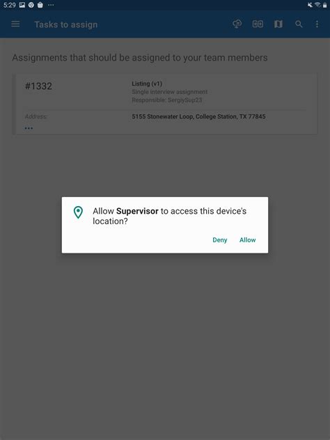 Supervisor On Mobile Device Should Not Require Location Permission To