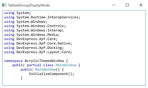 Documentgrouptabbedgroupdisplaymode Property Wpf Controls Devexpress Documentation