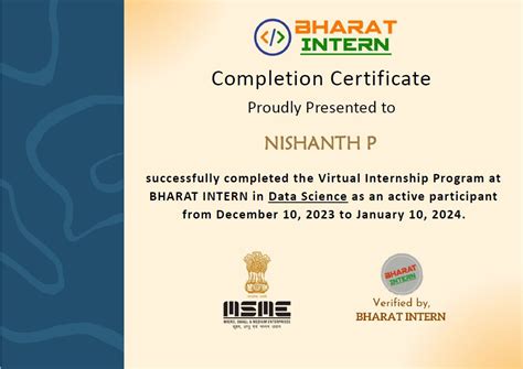 Nishanth P On Linkedin Datascience Internshipachievement Grateful