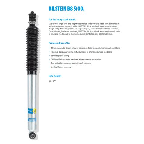 Bilstein B8 5100 Shock Set Front And Rear 3 5 4 Lift Fits 97 06 Jeep