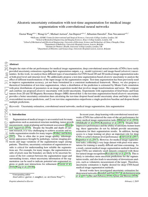 Wang2019 Aleatoric Uncertainty Estimation Test Time Augmentation