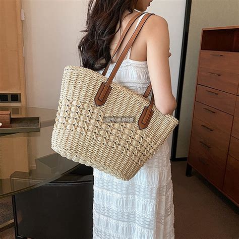 얼모스트블라썸 바구니 지사 라피아 라탄 쇼퍼백 숄더백 비치백 바캉스백 여름 가방 2color