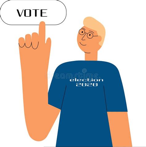 Voting Button With Hand For Online Election 2020 Vector Stock