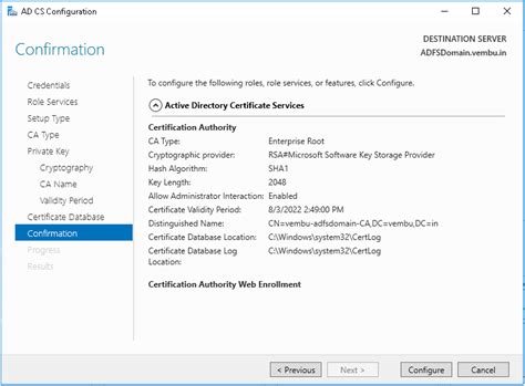 Installing Active Directory Certifiacte Services