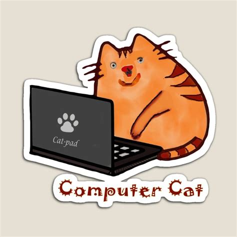 Laptop Cat Computer Programmer Magnet For Sale By PlanetMonkey Cool