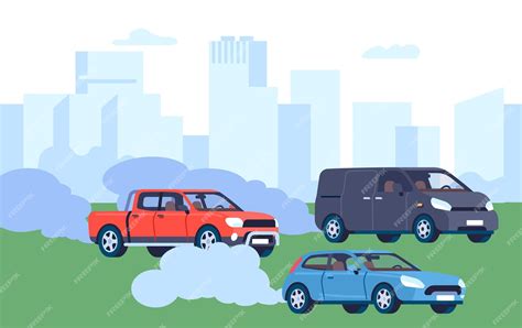 Premium Vector Automobile Air Pollution Exhaust Gases From Cars