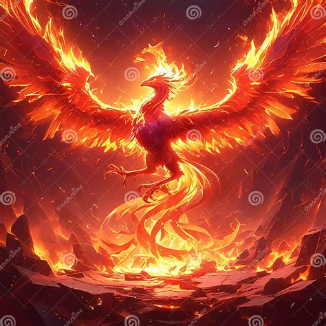 Epic Red Phoenix Rising Icon For Marketing Stock Illustration