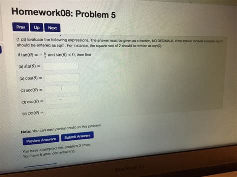 Solved Homework08 Problem 5 Prev Up Next 1 Pt Evaluate