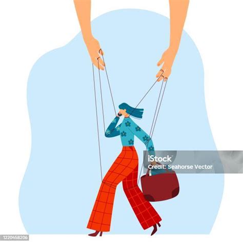 핸드 스레드 컨트롤 여성 캐릭터 사업가 산책 가방 흰색 평면 벡터 일러스트레이션에 고립 여자는 휴대 전화를 이야기 가방에 대한 스톡 벡터 아트 및 기타 이미지 Istock