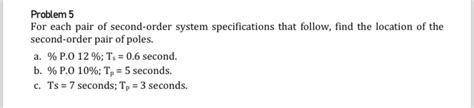 Solved Problem For Each Pair Of Second Order System Chegg Com
