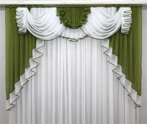 Ламбрекен на карниз с шифона 2 м Оливковий Білий 162л • Краща ціна в Києві Україні • Купити в
