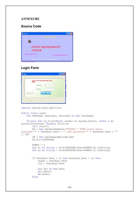 Event Management System Vb Net Project Report Pdf
