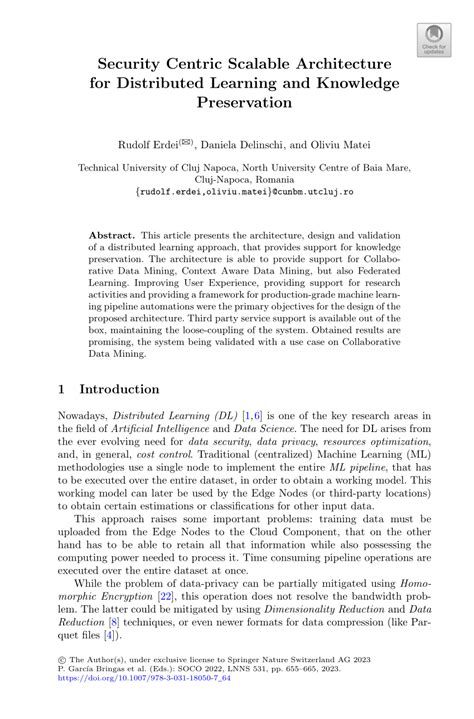 Pdf Security Centric Scalable Architecture For Distributed Learning And Knowledge Preservation