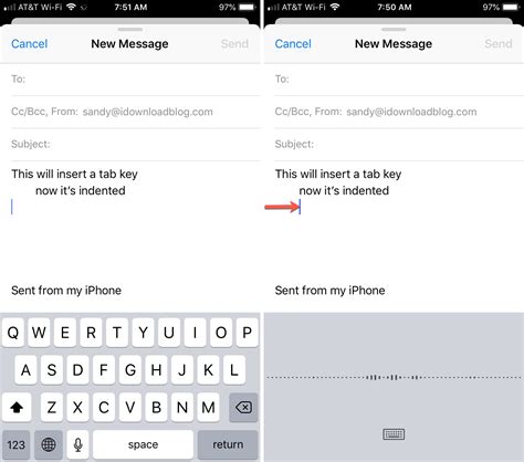 how to insert a tab character on iphone or ipad mid atlantic