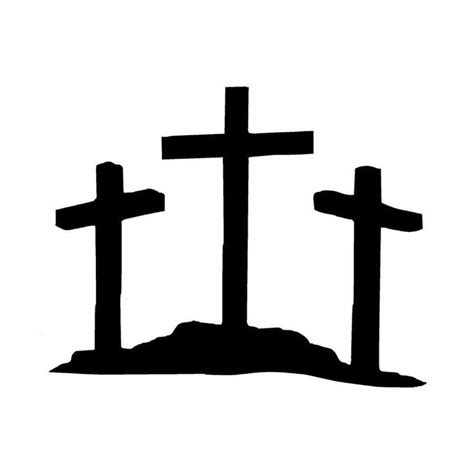 Three Crosses On A Hill Silhouetted Against A White Background 3 Crosses Png Cross On Hill