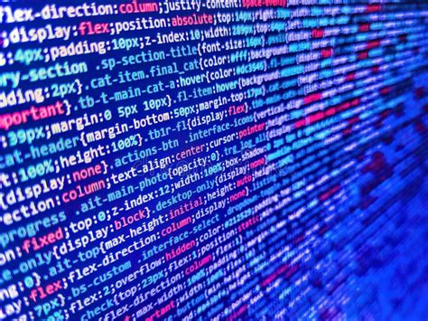 Abstract Modern Virtual Computer Script Developer Working On Source Codes On Computer At Office