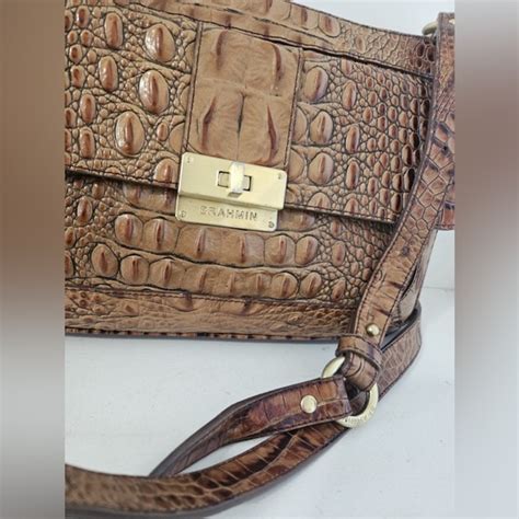 Brahmin Bags Brahmin Brown Tan Crocodile Leather Crossbody Bag