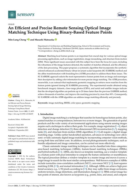 Pdf An Efficient And Precise Remote Sensing Optical Image Matching