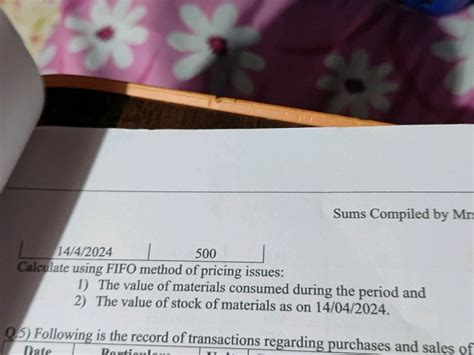 Calculate Using FIFO Method Of Pricing StudyX