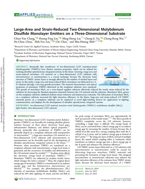 Pdf A Large Area And Strain Reduced Two Dimensional Molybdenum Disulfide Monolayer Emitter On
