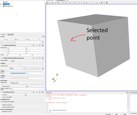 Getting Coordinates Of Selected Point In Python Paraview Support