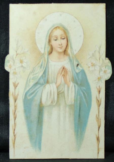 Old Blessed Virgin Mary And Flowers Holy Card Andachtsbild Santini