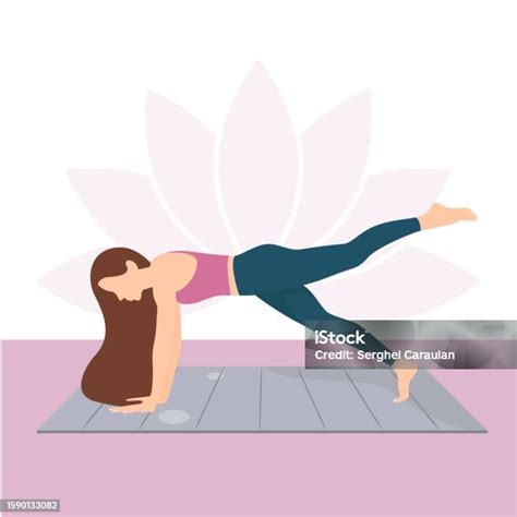 요가 포즈를 취하고 요가 아사나 요가 연습을 하는 젊은 여성 날씬한 소녀가 피트니스를 하고 있다 여성들은 스포츠를 연습합니다 필라테스 개념 International Yoga