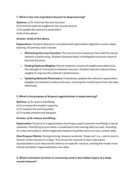 Deep Learning Questions Pdf Artificial Neural Network Deep Learning