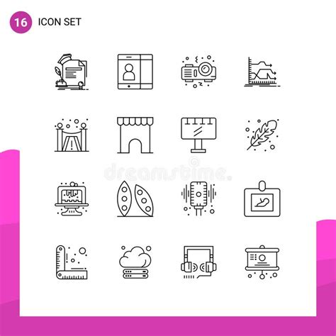 Set Of 16 Vector Outlines On Grid For Premium Prediction Projector