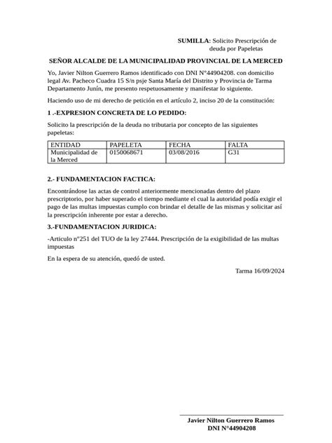 Prescripcion De Papeleta Pdf