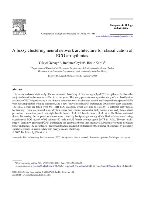 Pdf A Fuzzy Clustering Neural Network Architecture For Classification