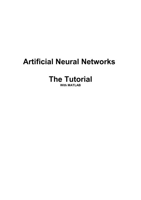 SOLUTION Artificial Neural Networks The Tutorial With Matlab Studypool