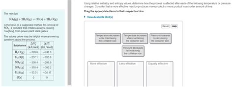 Solved Using Relative Enthalpy And Entropy Values Determine