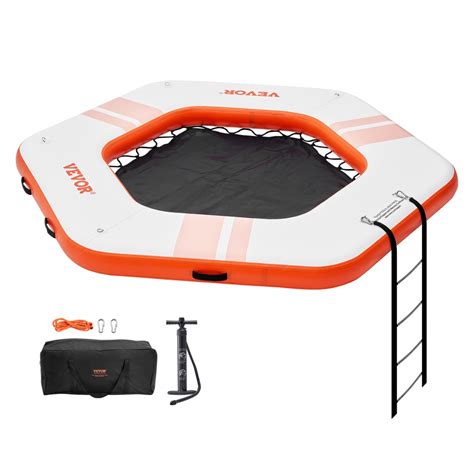 Vevor Inflatable Floating Dock ø8 5ft Inflatable Dock Platform With ø5ft Trampoline Mesh Pool