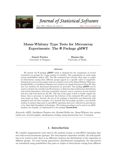 Pdf Mann Whitney Type Tests For Microarray Experiments The R Package