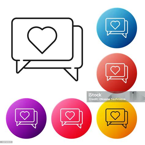 흰색 배경에 격리 된 검은 색 선 좋아요및 하트 아이콘 카운터 알림 아이콘입니다 추종자 인스타 아이콘 다채로운 원 버튼을 설정합니다 벡터 일러스트레이션 개념에 대한 스톡